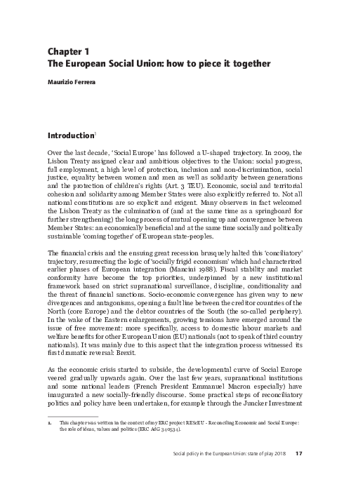 (PDF) The European Social Union: how to piece it together