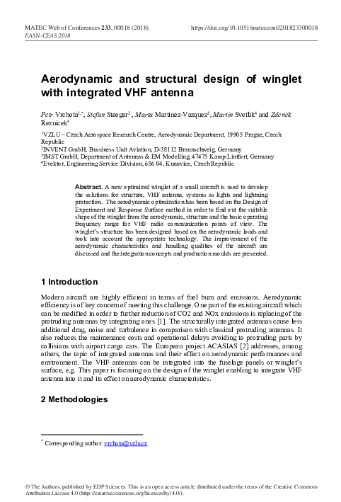 (PDF) Aerodynamic and structural design of winglet with integrated VHF ...