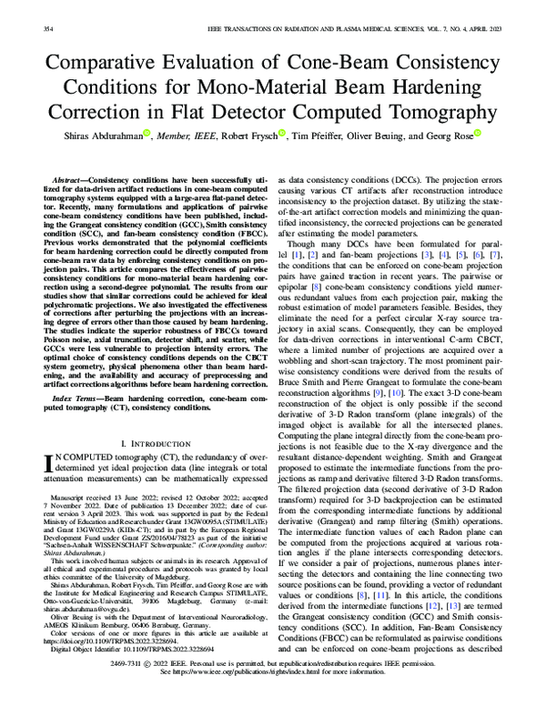 (PDF) Comparative Evaluation of Cone-Beam Consistency Conditions for Mono-Material Beam ...