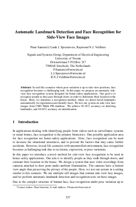 (PDF) Automatic landmark detection and face recognition for side-view face images