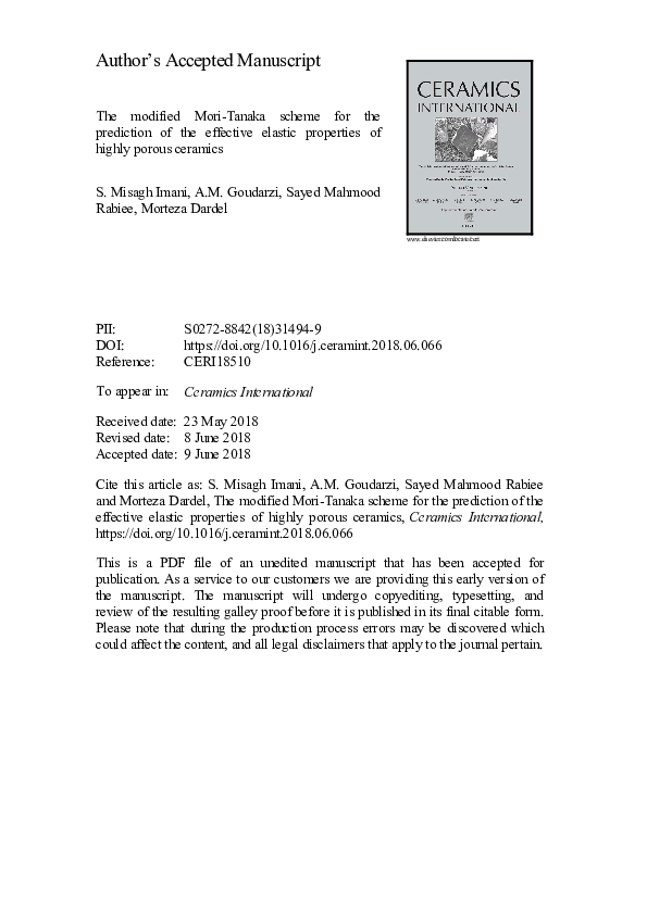 (PDF) The modified Mori-Tanaka scheme for the prediction of the ...