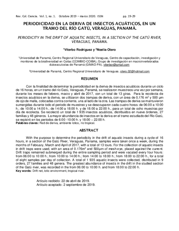(PDF) Periodicidad en la deriva de insectos acuáticos, en un tramo del ...