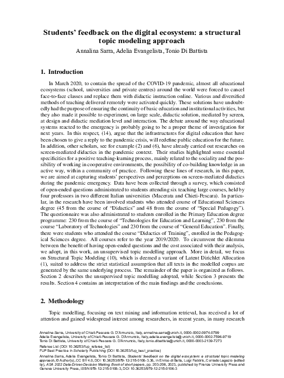 (PDF) Students’ feedback on the digital ecosystem: a structural topic modeling approach