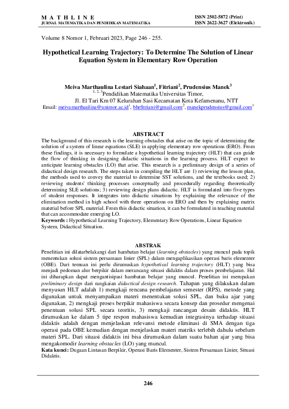 (PDF) Hypothetical Learning Trajectory: To Determine The Solution of ...