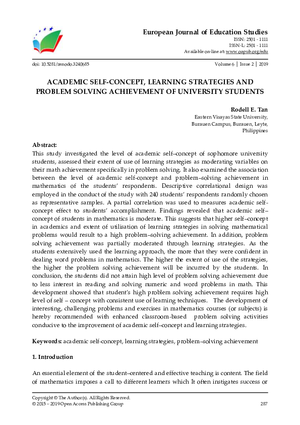 (PDF) Academic Self-Concept, Learning Strategies and Problem Solving ...