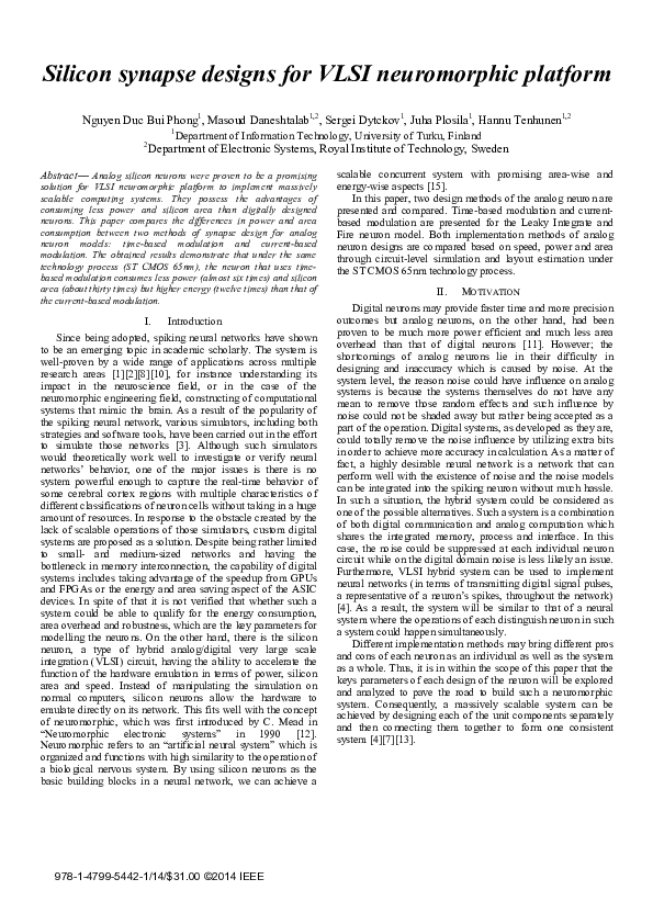 (PDF) Silicon synapse designs for VLSI neuromorphic platform
