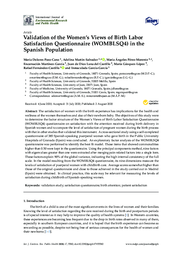 Validation of the Women’s Views of Birth Labor Satisfaction ...