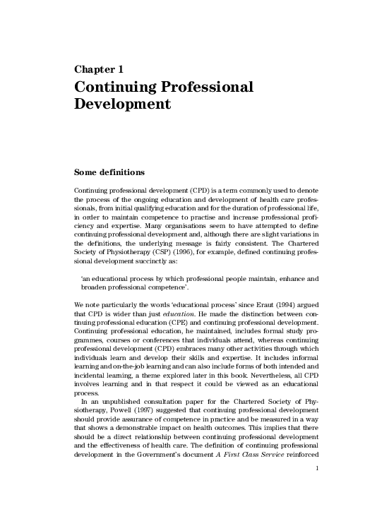 (PDF) Continuing Professional Development & Continuing Education in ...