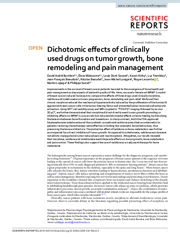 (PDF) Dichotomic effects of clinically used drugs on tumor growth, bone ...