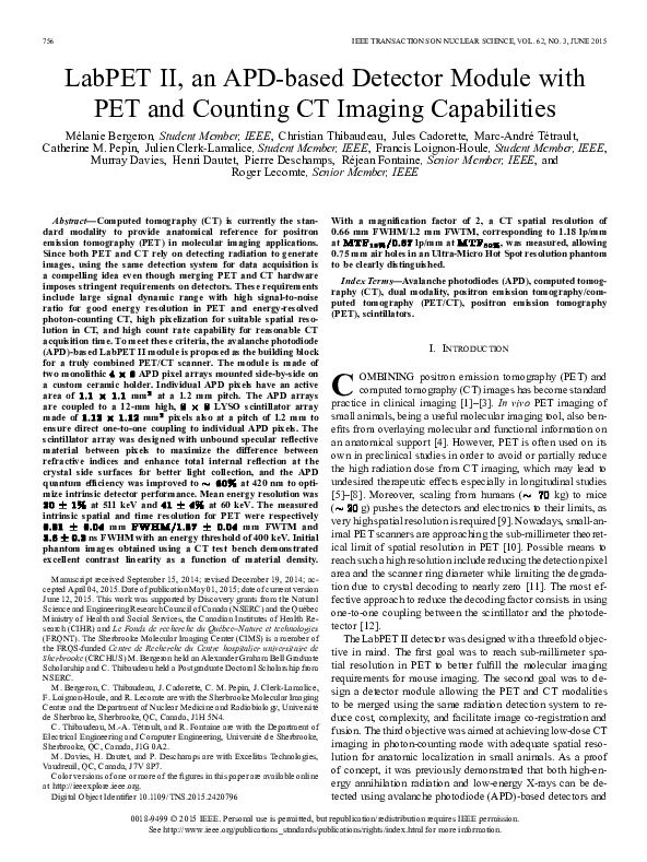 (PDF) LabPET II, an APD-based Detector Module with PET and Counting CT ...
