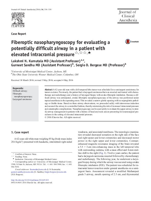 (PDF) Fiberoptic nasopharyngoscopy for evaluating a potentially ...