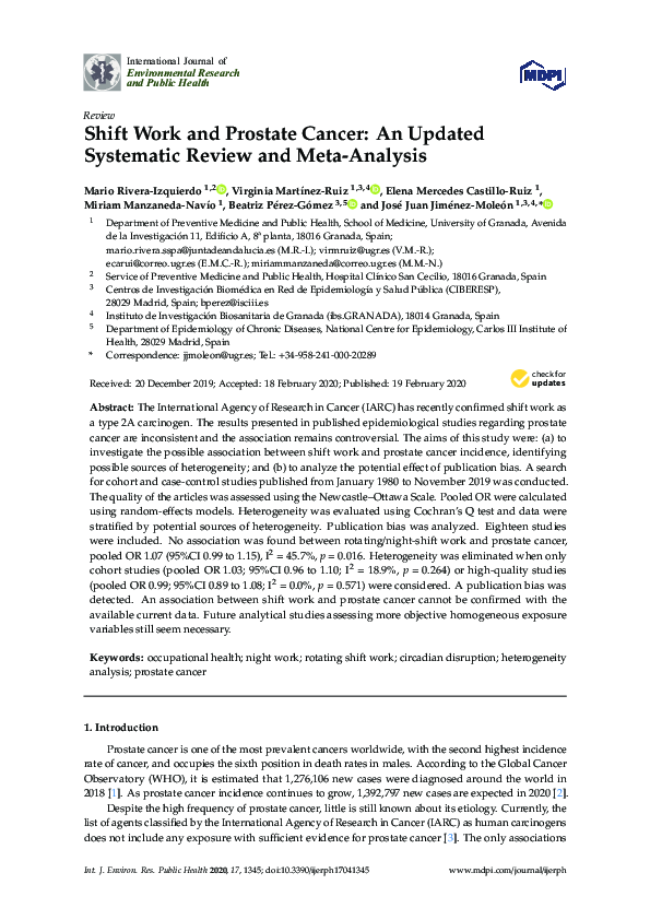 (PDF) Shift Work and Prostate Cancer: An Updated Systematic Review and ...