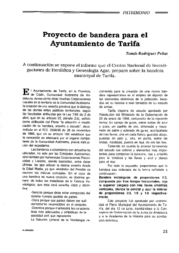(PDF) Proyecto de bandera para el Ayuntamiento de Tarifa