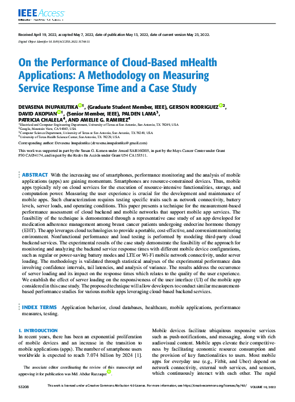 (PDF) Measuring Cloud-Based mHealth App Performance