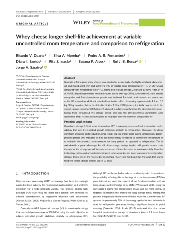 (PDF) Whey cheese longer shelf-life achievement at variable ...