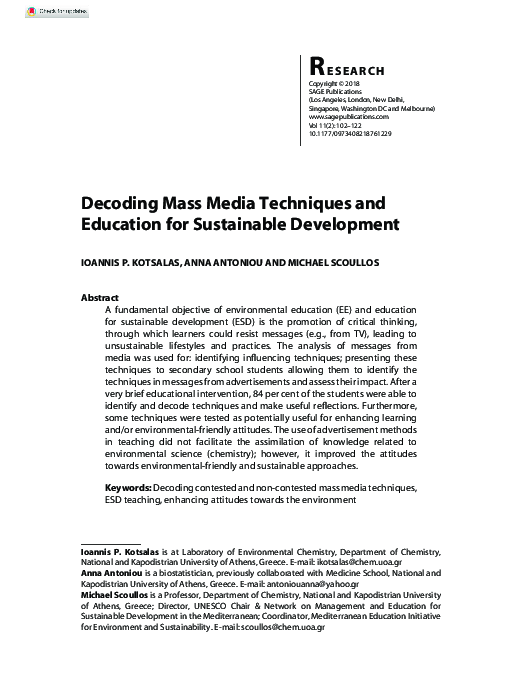 (PDF) Decoding Mass Media Techniques and Education for Sustainable ...