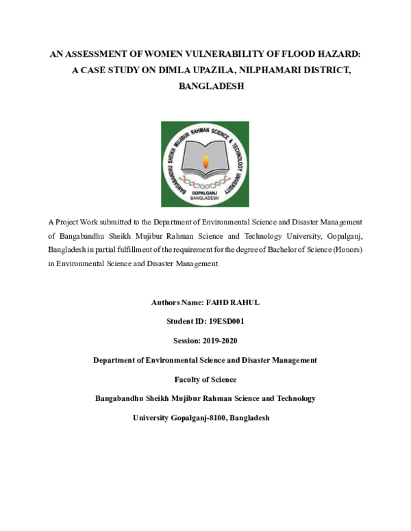 (PDF) AN ASSESSMENT OF WOMEN VULNERABILITY OF FLOOD HAZARD: A CASE ...