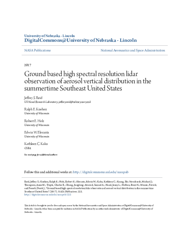 (PDF) Ground‐based High Spectral Resolution Lidar observation of ...