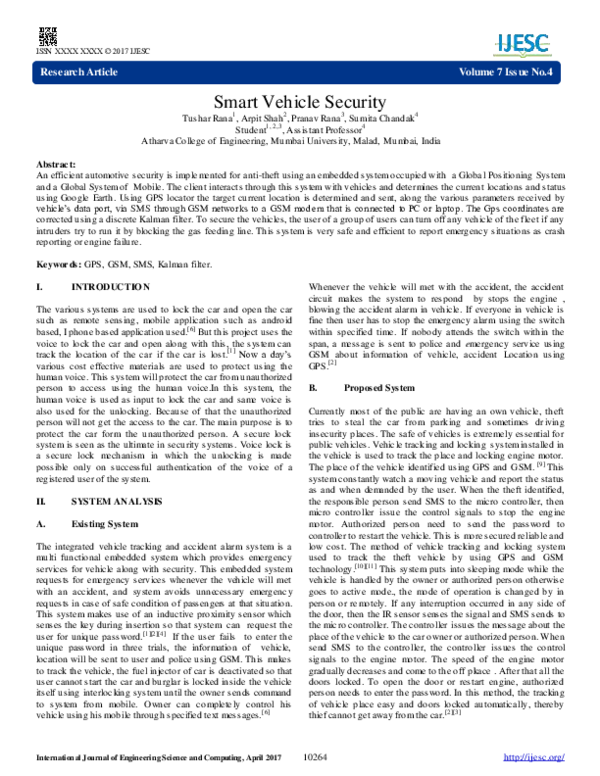(PDF) Smart Vehicle Security