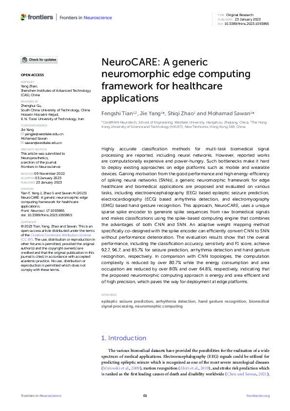 (PDF) NeuroCARE: A generic neuromorphic edge computing framework for ...