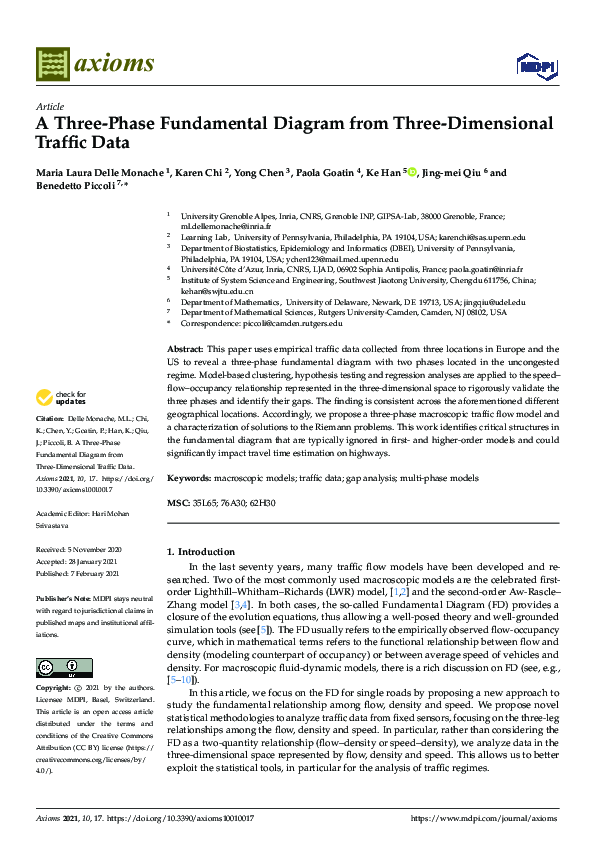 (PDF) A Three-Phase Fundamental Diagram from Three-Dimensional Traffic Data
