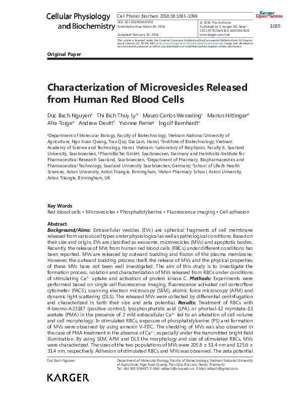 (PDF) Characterization of Microvesicles Released from Human Red Blood ...