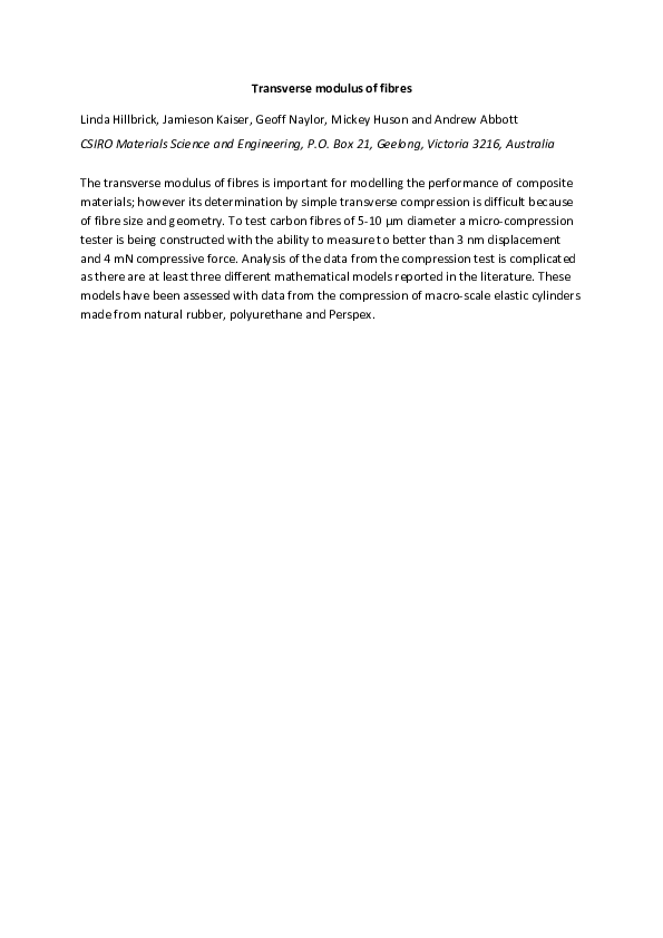 (PDF) Transverse modulus of fibres