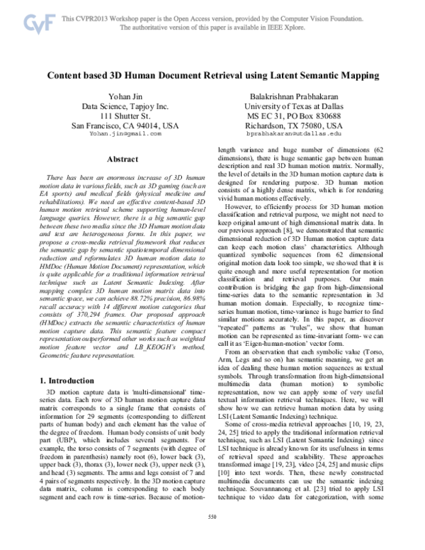 (PDF) Content Based 3D Human Document Retrieval Using Latent Semantic ...