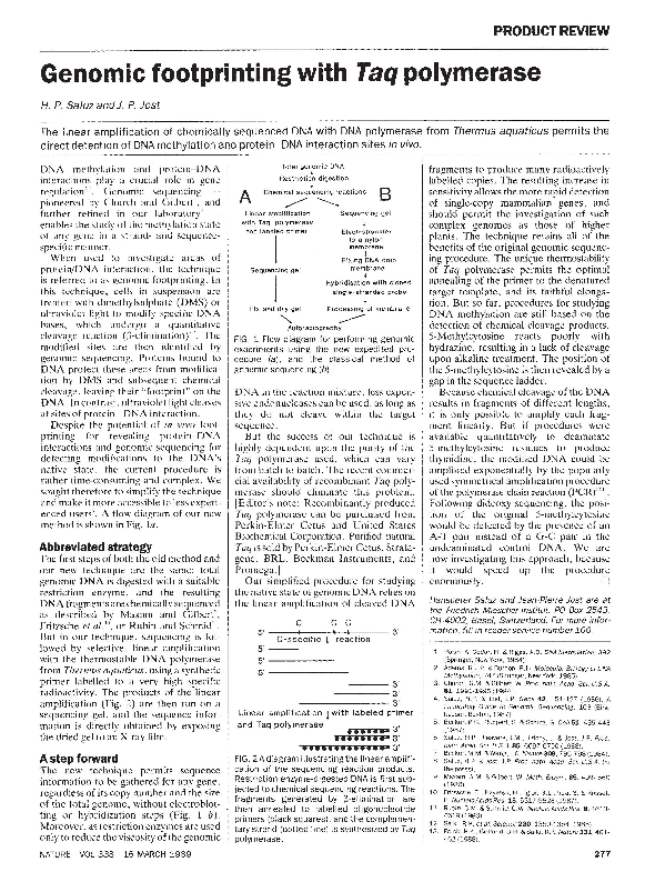 (PDF) Genomic footprinting with Taq polymerase