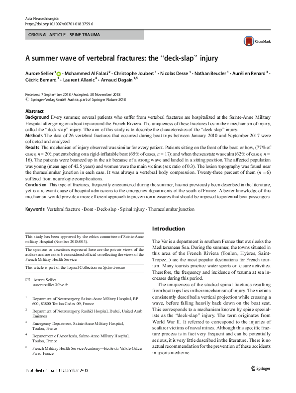(PDF) A summer wave of vertebral fractures: the “deck-slap” injury