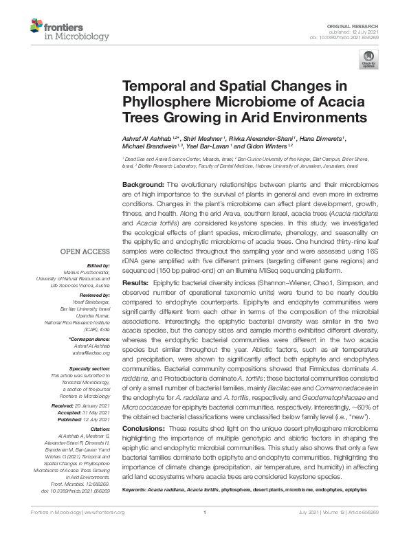 (PDF) Temporal and Spatial Changes in Phyllosphere Microbiome of Acacia ...