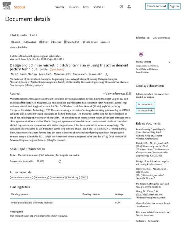 Pdf Design And Optimize Microstrip Patch Antenna Array Using The