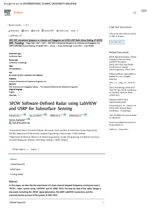 (PDF) SFCW Software-Defined Radar using LabVIEW and USRP for Subsurface Sensing