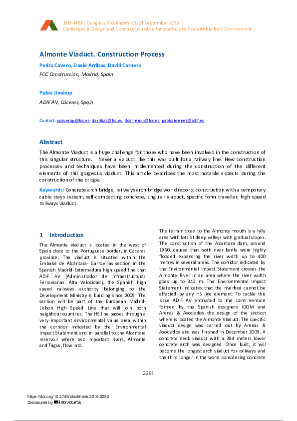 (PDF) Almonte Viaduct. Construction Process