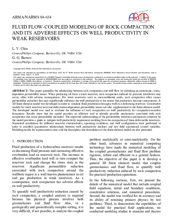 (PDF) Fluid Flow Coupled Modeling of Rock Compaction and Its Adverse ...