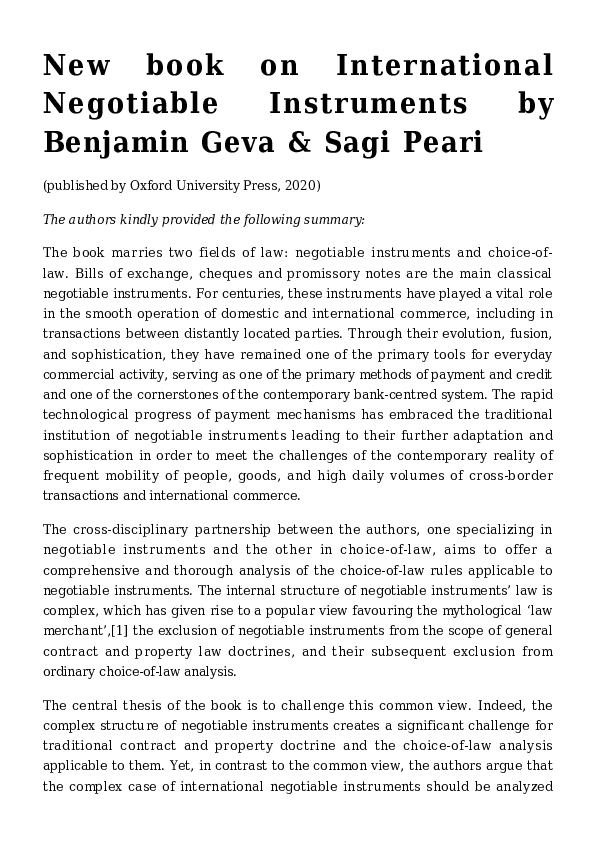 (PDF) International Negotiable Instruments