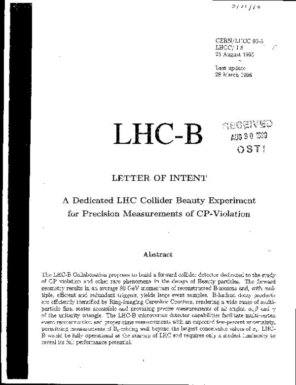 (PDF) A dedicated LHC collider Beauty experiment for precision ...