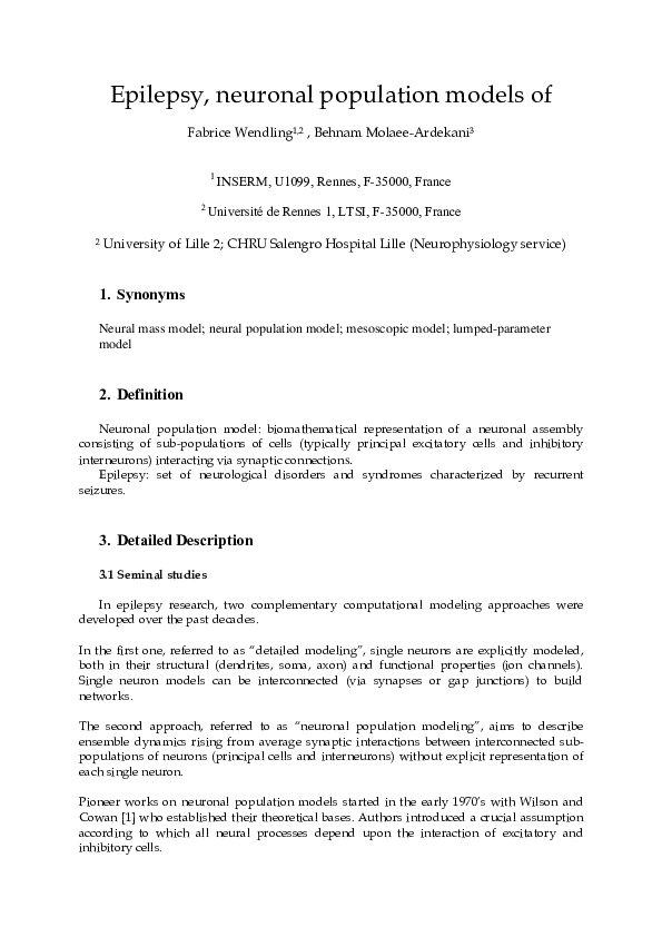 (PDF) Epilepsy, Neural Population Models of