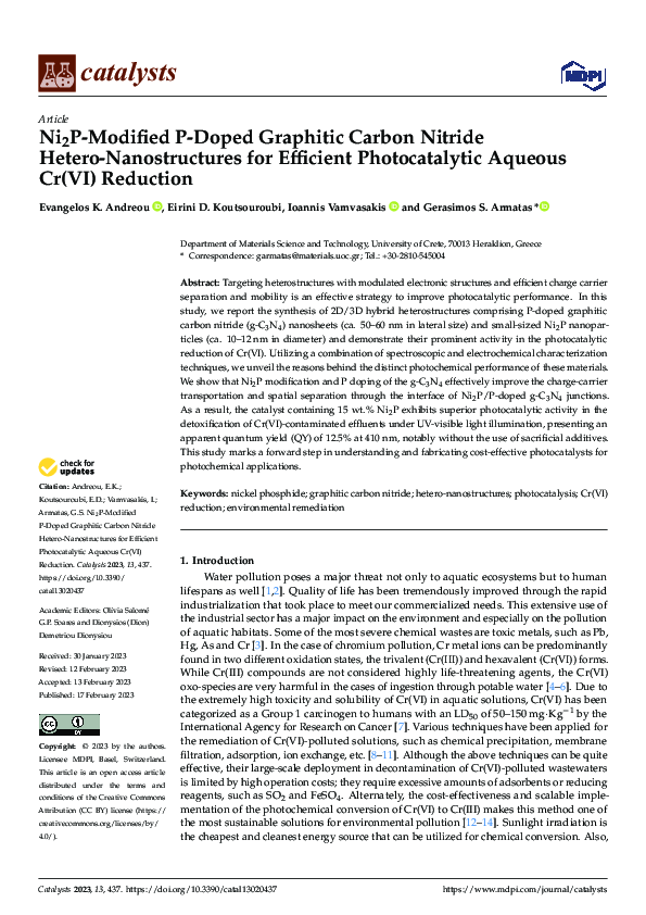 (PDF) Ni2P-Modified P-Doped Graphitic Carbon Nitride Hetero ...