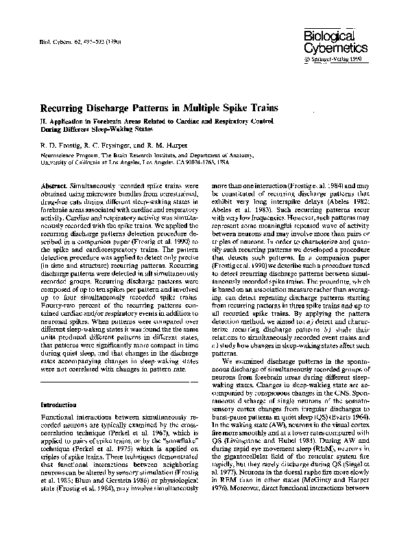 (PDF) Recurring discharge patterns in multiple spike trains