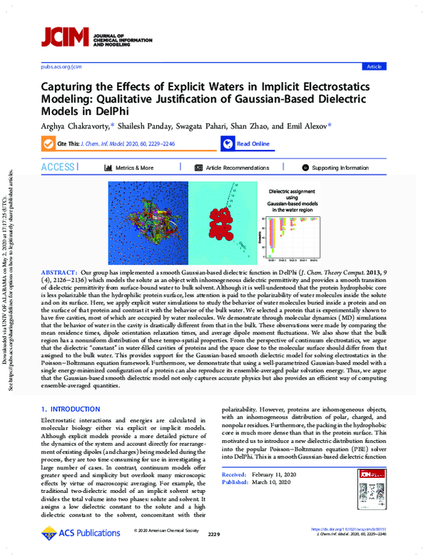 (PDF) Capturing the Effects of Explicit Waters in Implicit Electrostatics Modeling: Qualitative ...