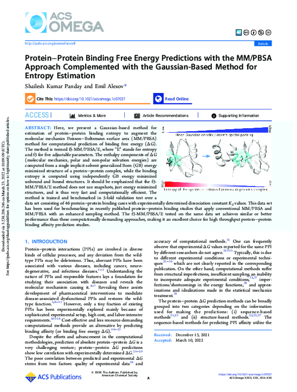 (PDF) Protein–Protein Binding Free Energy Predictions with the MM/PBSA ...