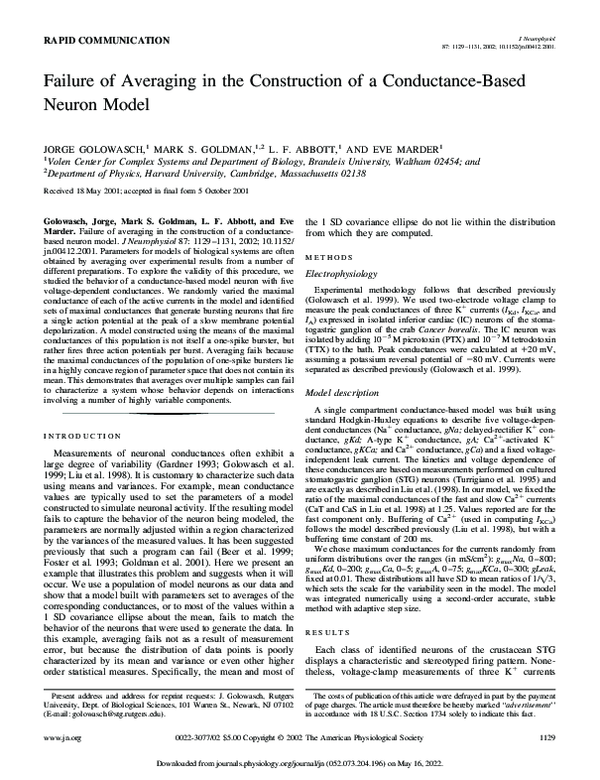 (PDF) Failure of averaging in the construction of a conductance-based ...