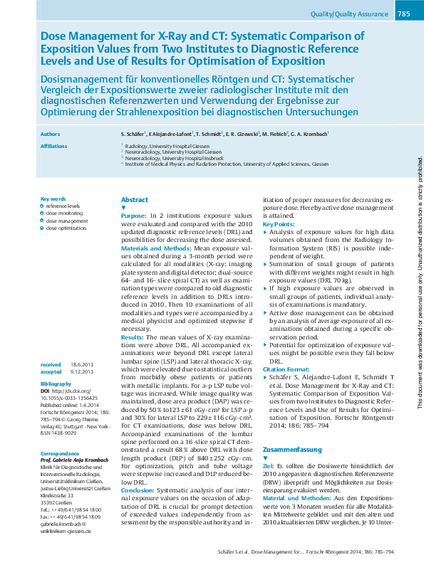 (PDF) Dose Management for X-Ray and CT: Systematic Comparison of ...