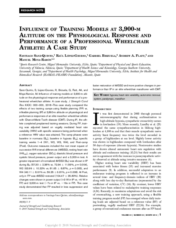(PDF) Influence of Training Models at 3,900-m Altitude on the ...