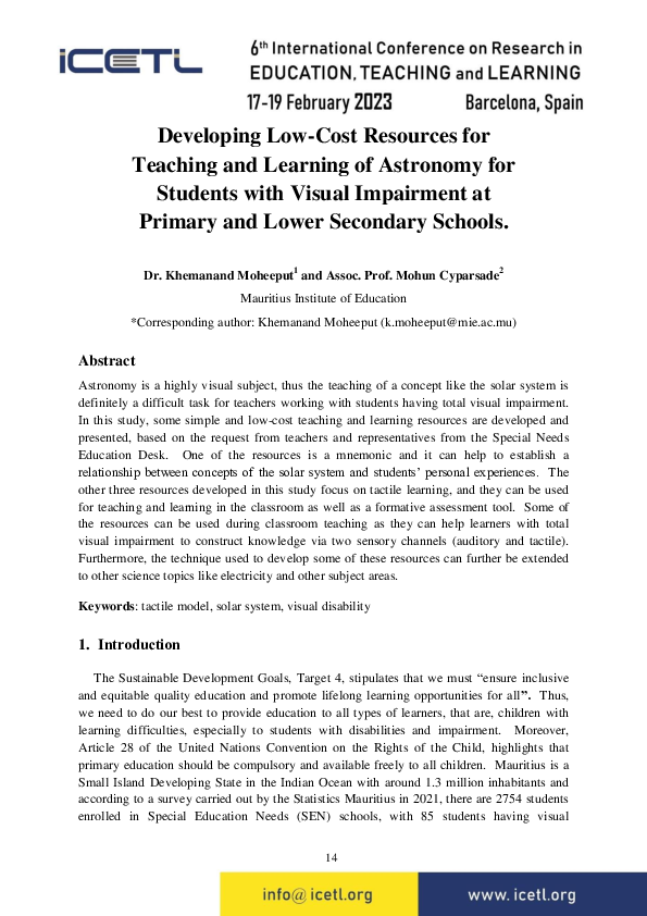 (PDF) Developing Low-Cost Resources for Teaching and Learning of ...