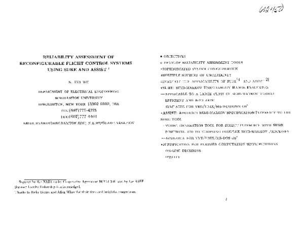 (PDF) Reliability Assessment of Reconfigurable Flight Control Systems Using Sure and Assist