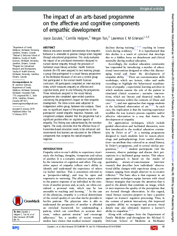 (PDF) The impact of an arts-based programme on the affective and ...