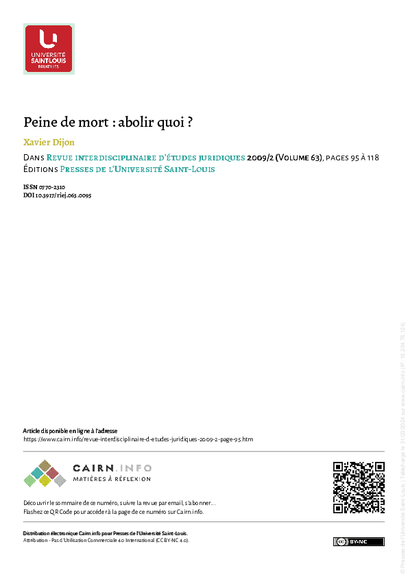 (PDF) Peine de mort : abolir quoi