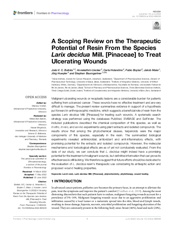(PDF) A Scoping Review on the Therapeutic Potential of Resin From the ...